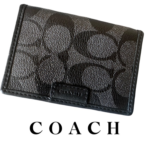 Coach | Bags | Authentic Coach Bi Fold Black Leather Id Card | Poshmark